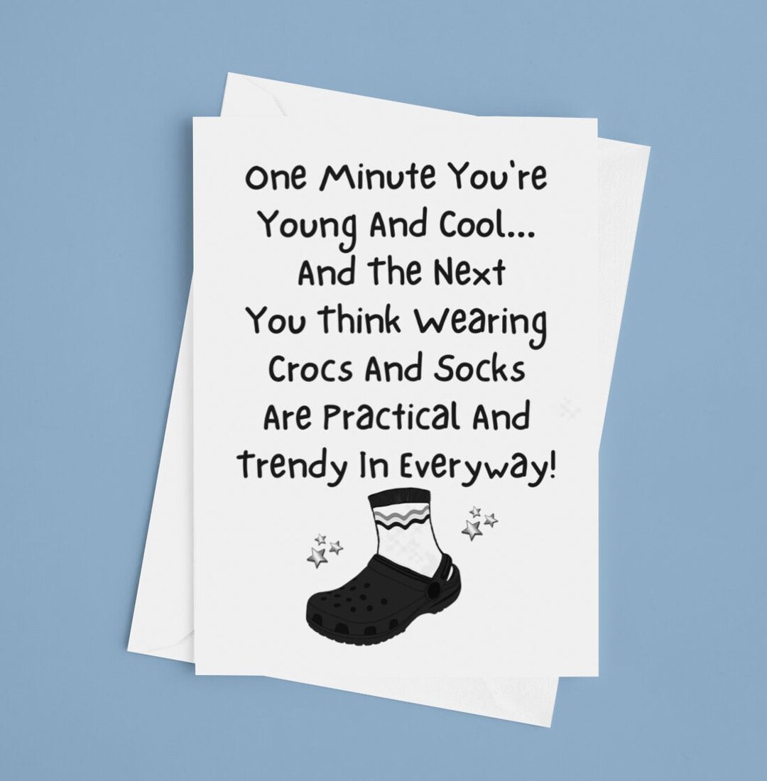 Funny Birthday Card, Funny Crocs and Socks Card, Joke Birthday Card ...