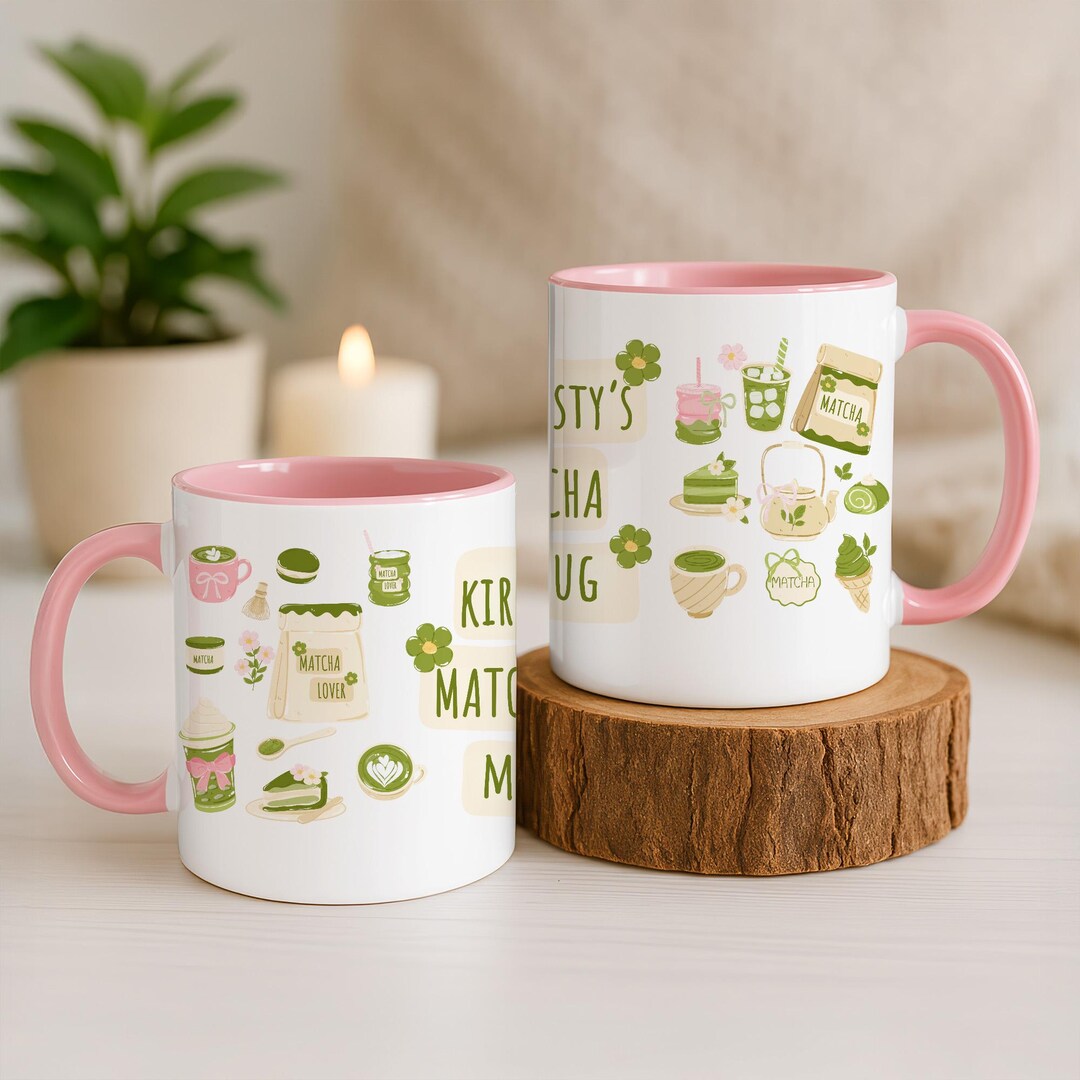 Custom Name Matcha Latte Mug, Personal Mug Cup, Cute Loving Presents ...