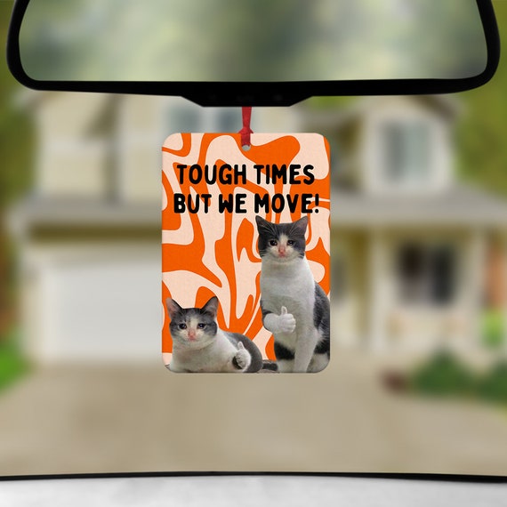 Goede Kattenmeme Rambling Goat Huh Cat Meme Sleutelhanger Verward Cat