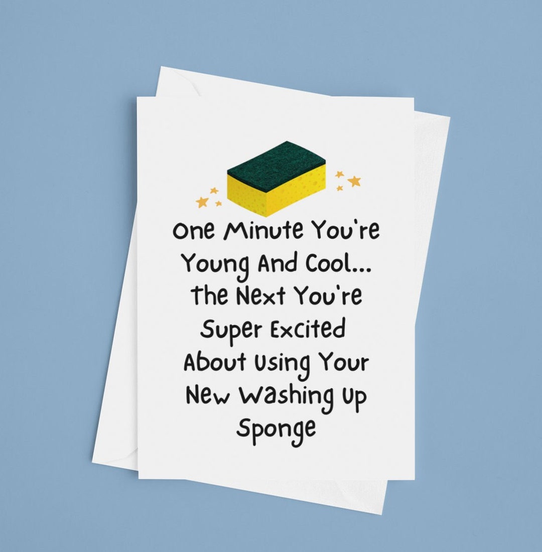 Funny Birthday Card, Funny Washing up Sponge Card, Joke Birthday Card ...