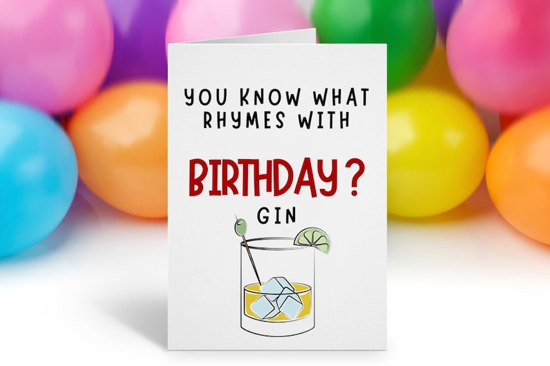 Gin Birthday Card Funny Birthday Card Friend Birthday Card | Etsy UK