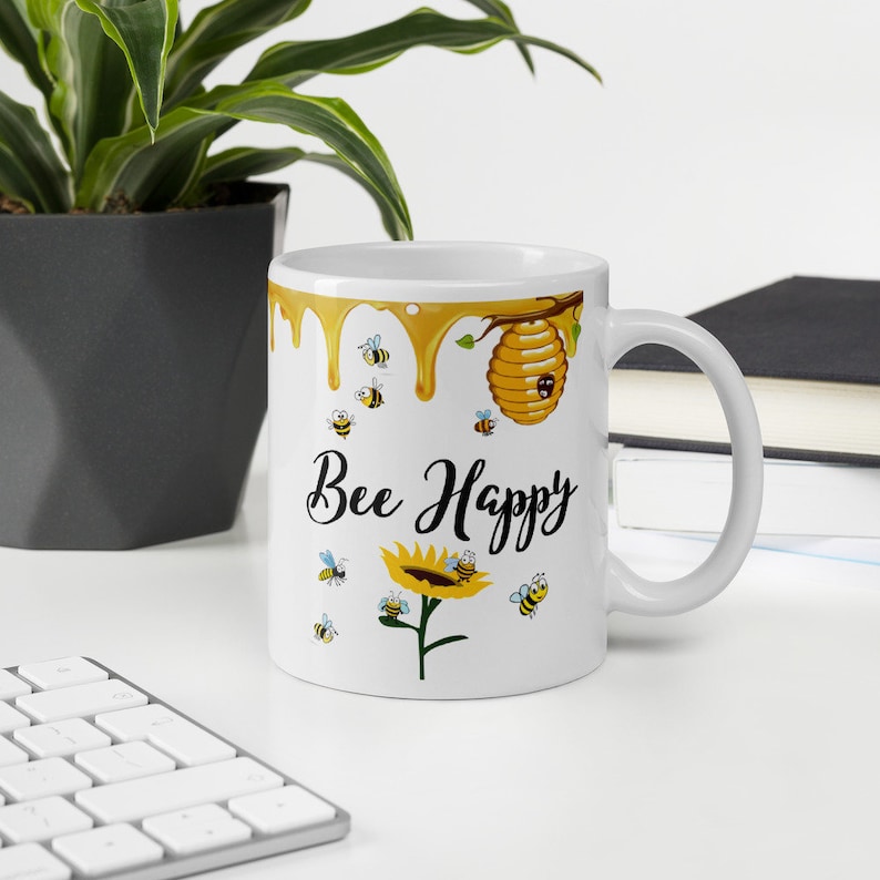 Bee Happy Mug Bumble Bee Mug Best Friends Mug | Etsy