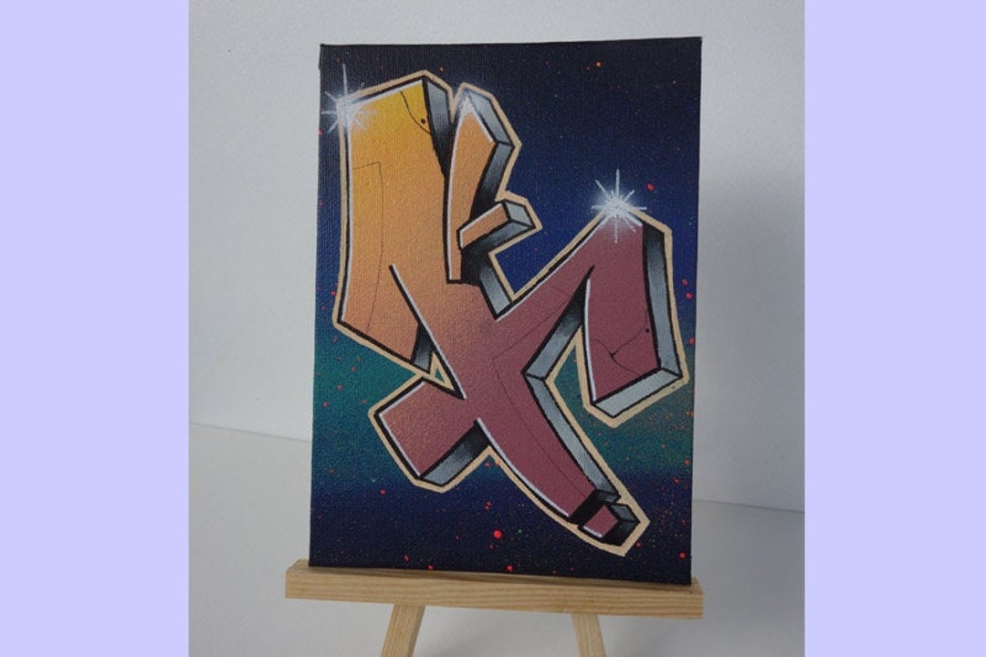 Handmade Graffiti Letter x on Canvas Unique Handmade Street Art ...