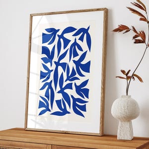 Blue Abstract Birds Wall Art, Henry Matisse Inspired Modern Print, Mid ...