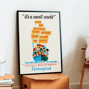 It's a Small World Poster, Vintage Disneyland Print, Retro Fantasyland ...