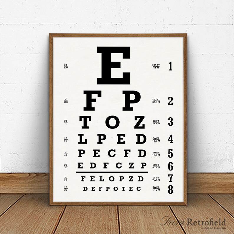Vintage Inspired Eye Chart 11 X 17 Poster Home By Popartprints 