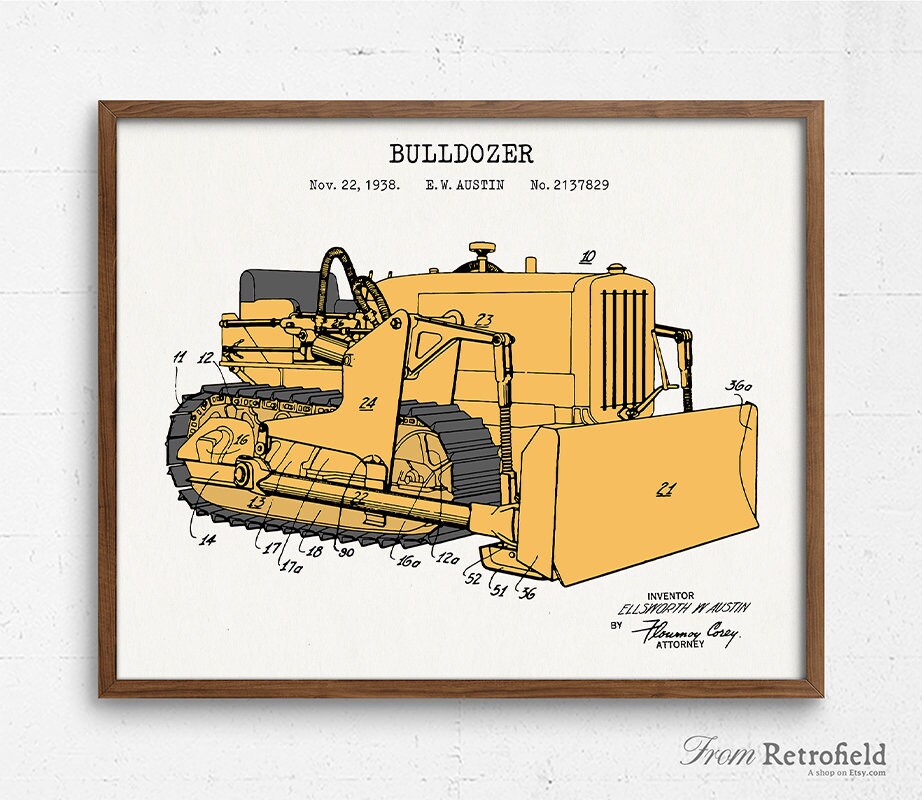 Bulldozer Patent Print Construction Vehicle Blueprint Poster - Etsy