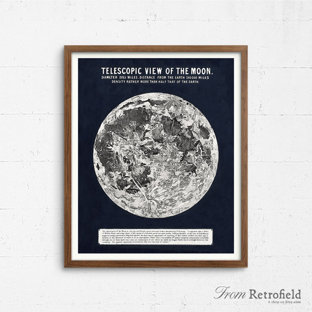 Full Moon Illustration Lunar Moon Poster Printable Vintage - Etsy