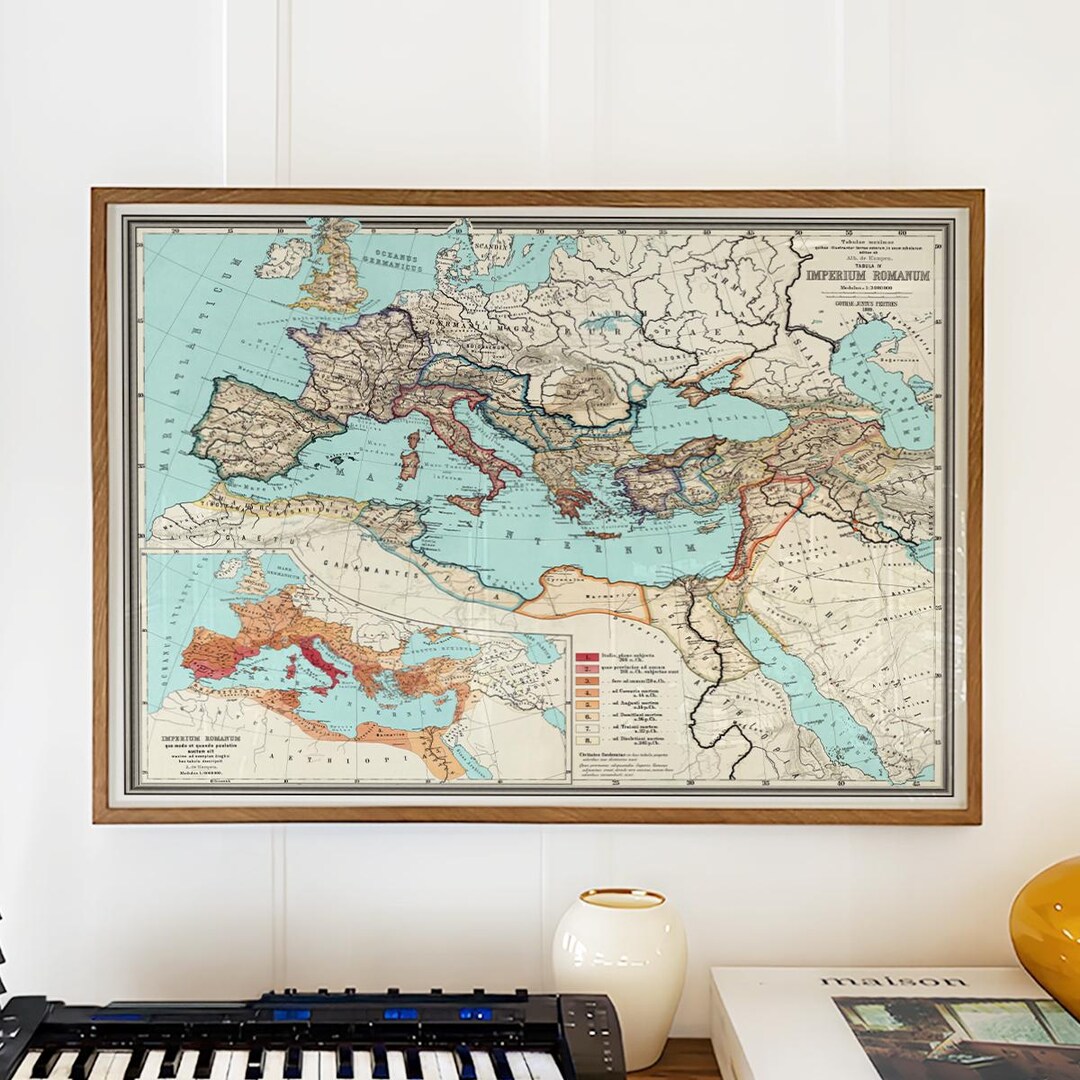 Old Roman Empire Map Print, Classic Europe & Mediterranean Wall Art ...