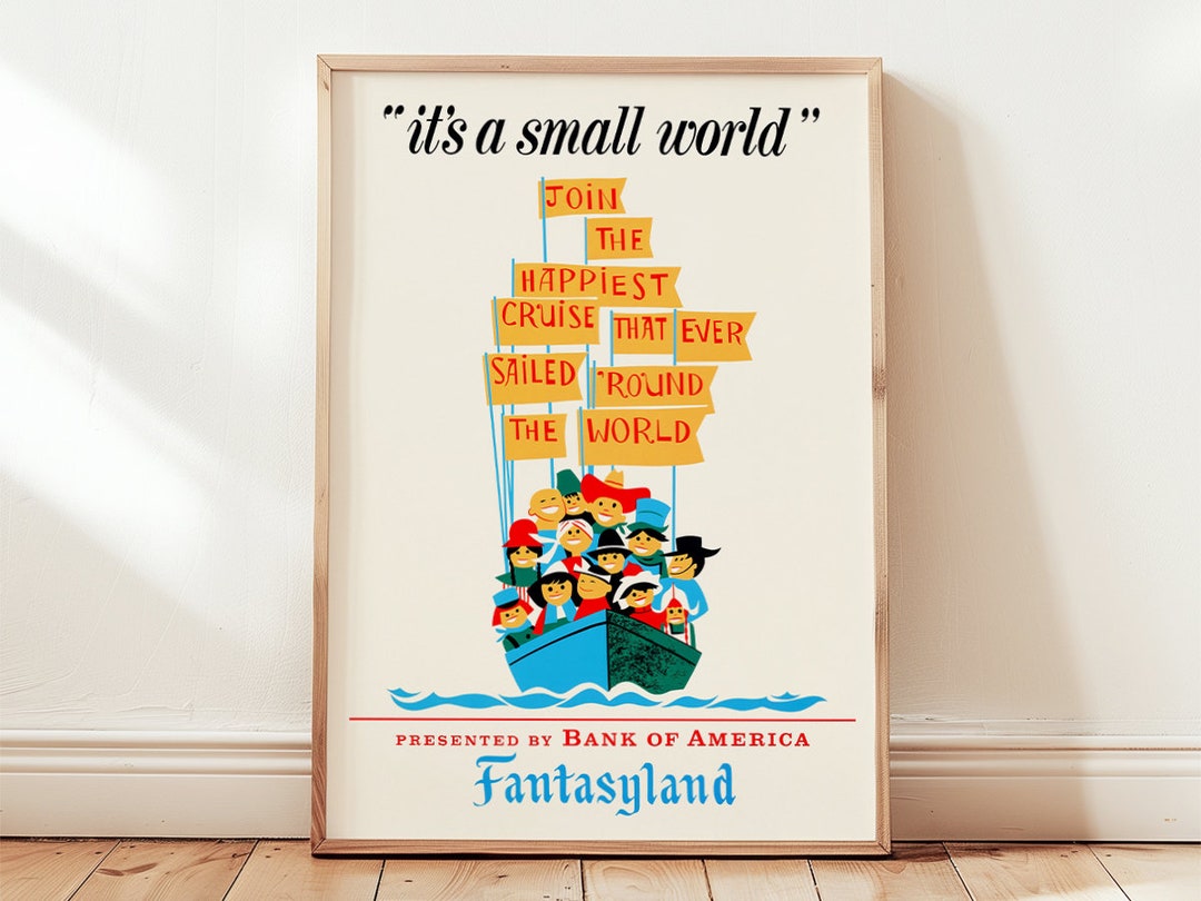It's a Small World Poster, Vintage Disneyland Print, Retro Fantasyland ...