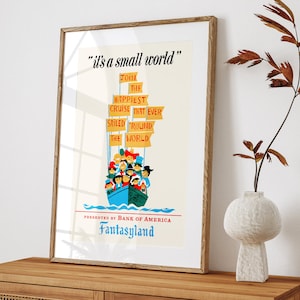 It's a Small World Poster, Vintage Disneyland Print, Retro Fantasyland ...