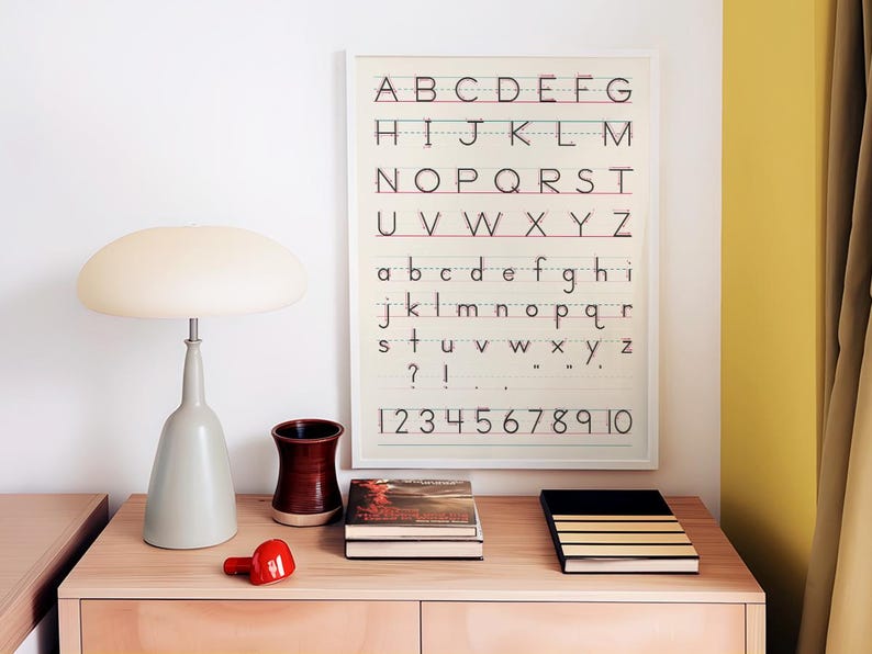 Alphabet and Numbers Print, Vintage Book Plate Chart, Nursery Wall Art ...