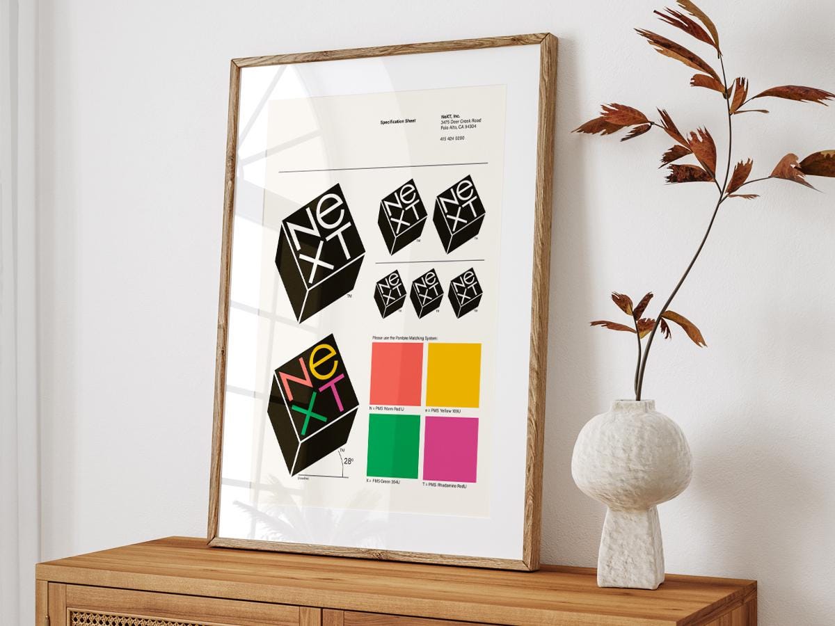 Next Computer LOGO Poster by Paul Rand, Logotype Specification Sheet ...