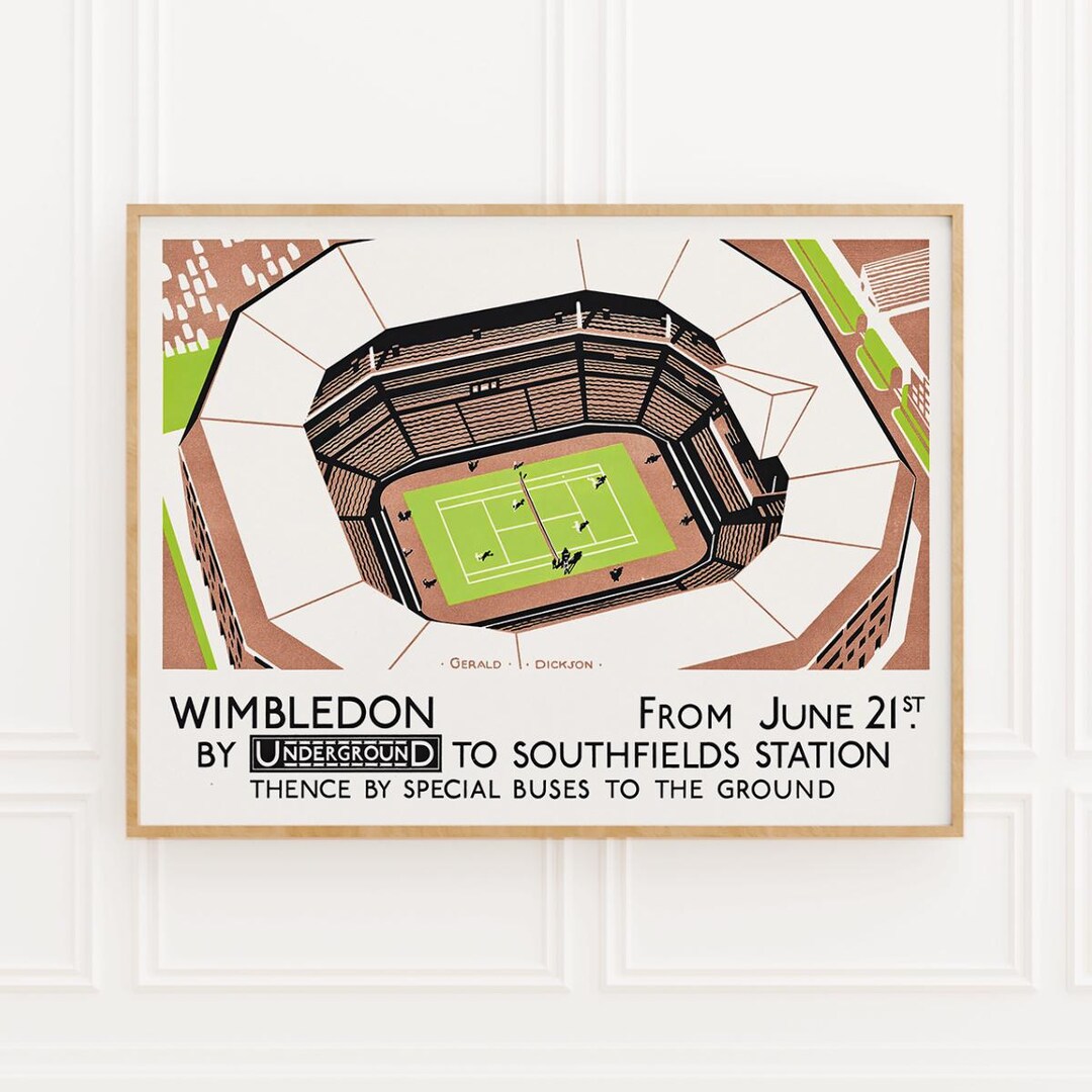 Wimbledon Tennis Court Poster, Vintage Sports Print, Travel Wall Art ...