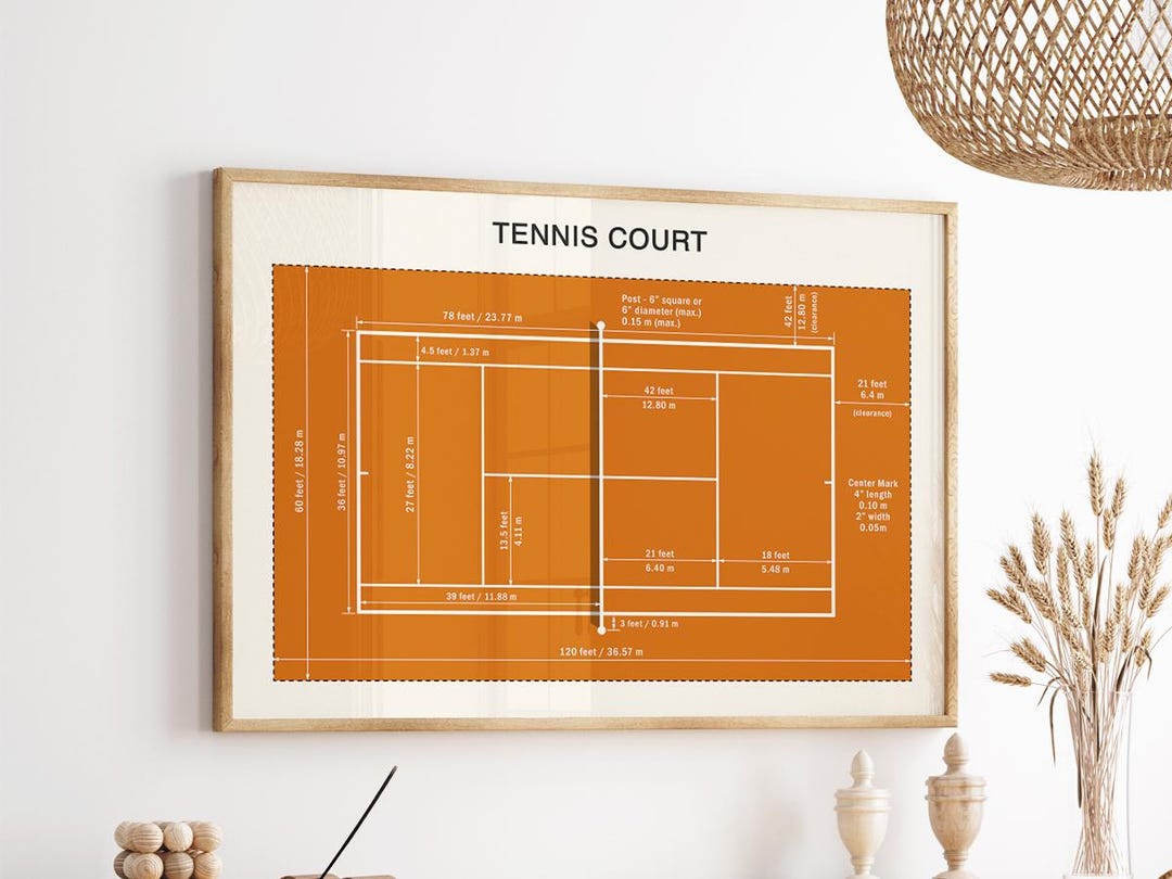 Tennis Court Poster, Boys Gym Room Decor, Sports Wall Art, Field ...