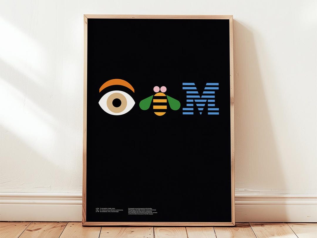 Eye Bee M Poster by Paul Rand, IBM Rebus Print, Retro Graphic Design ...