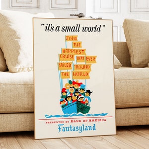 It's a Small World Poster, Vintage Disneyland Print, Retro Fantasyland ...