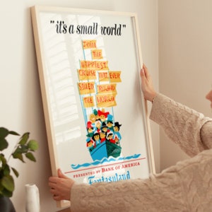 It's a Small World Poster, Vintage Disneyland Print, Retro Fantasyland ...