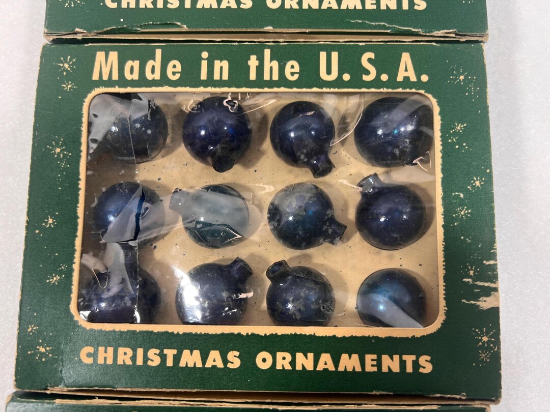 Corning Glass 25mm Christmas Ornaments in Original Box; Feather Tree ...