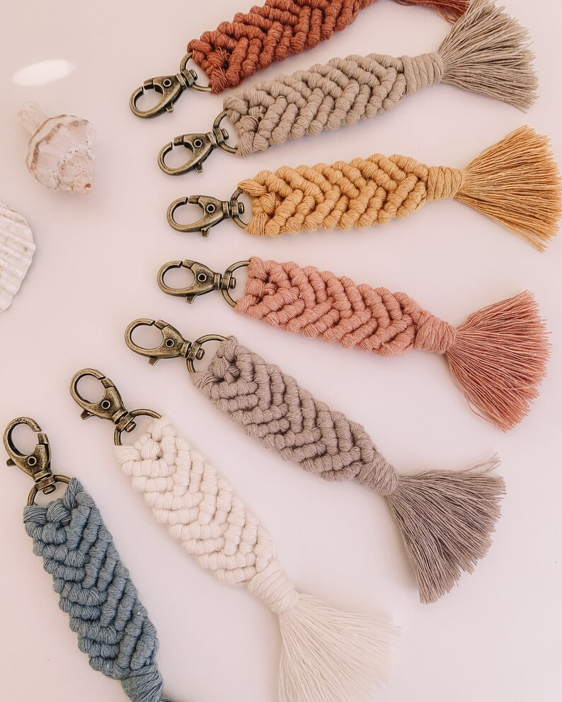 Mermaid Tail Keychain Boho Macrame Keyring Accessories isla - Etsy