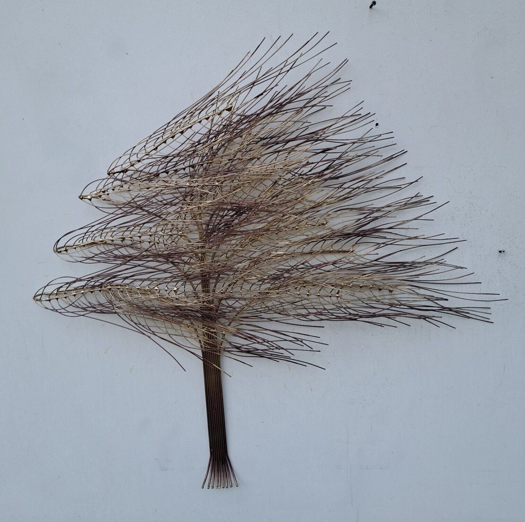 Large Gold Painted Copper & Brass Windy Willow Tree Wall Hanging Art ...