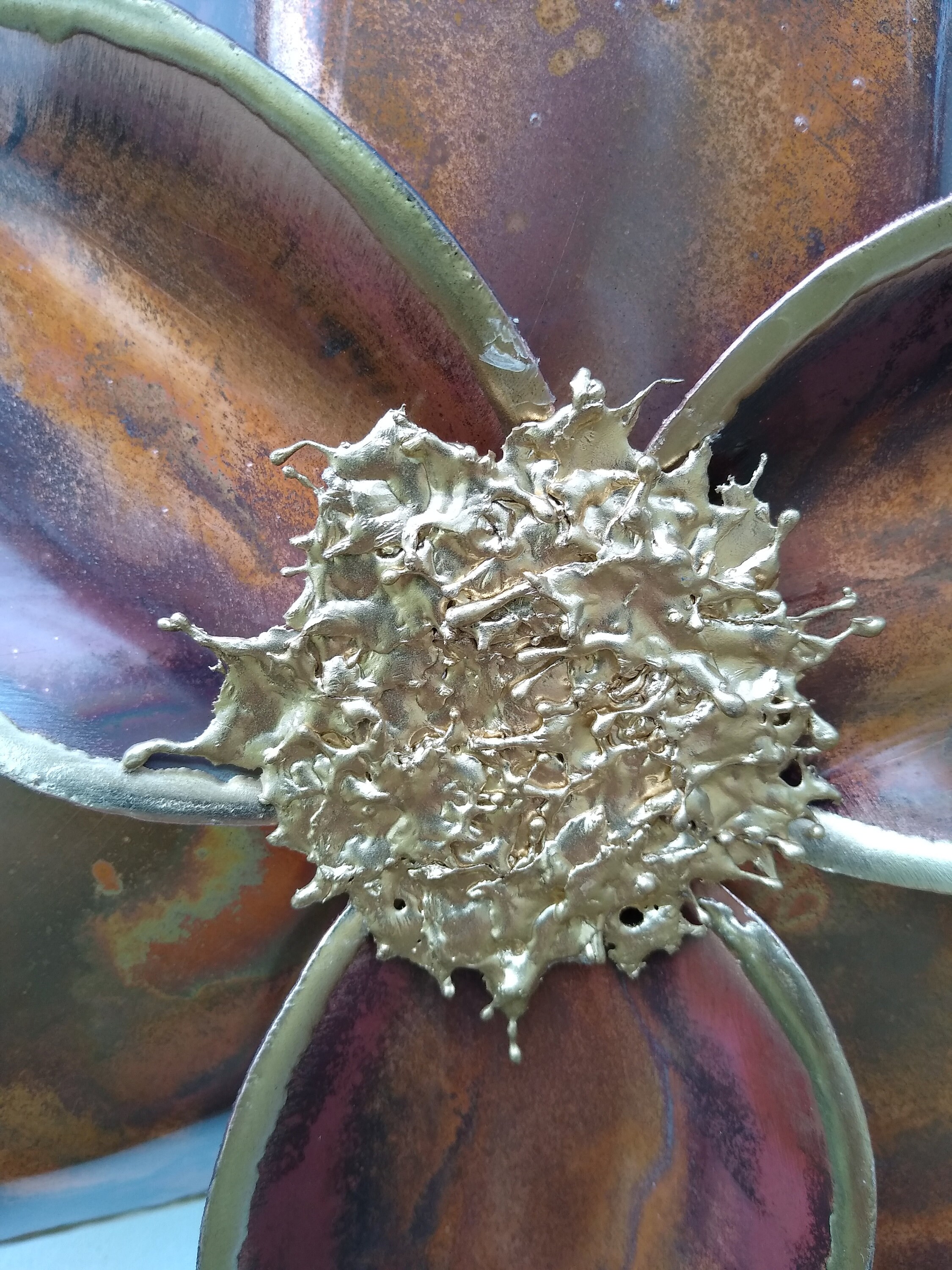 Copper and Brass Three Pedal Double Layer Flower With Gold - Etsy
