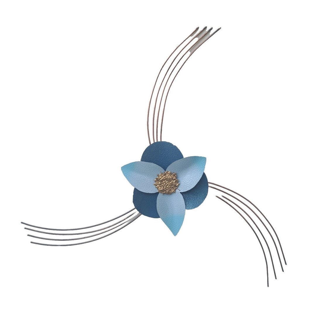 Copper Brass Aluminum Three Pedal Double Layer Blue Flower W/rays Wall ...