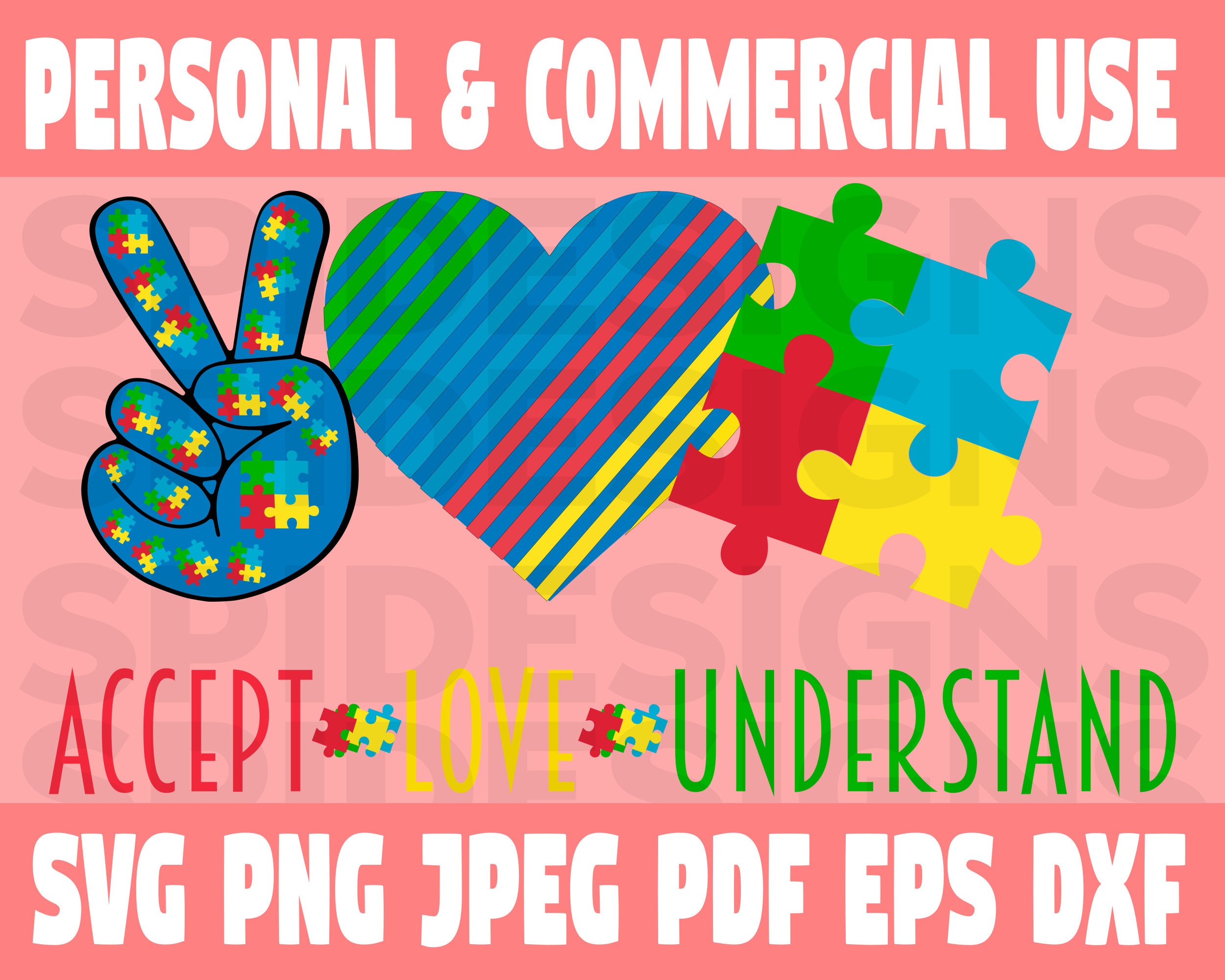 Accept Love Understand Svg Autism Awareness Svg Puzzle | Etsy