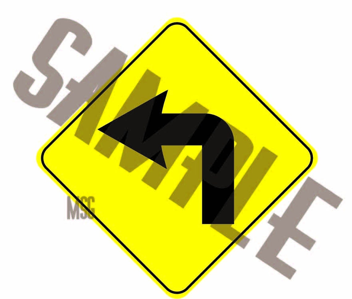 Left Turn Sign Vector Art - Etsy