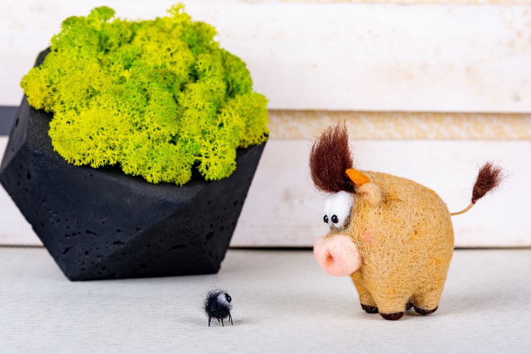 Bull and Spider , Miniature , Buffalo , Woolen Toy, Gift, Interior Toy ...