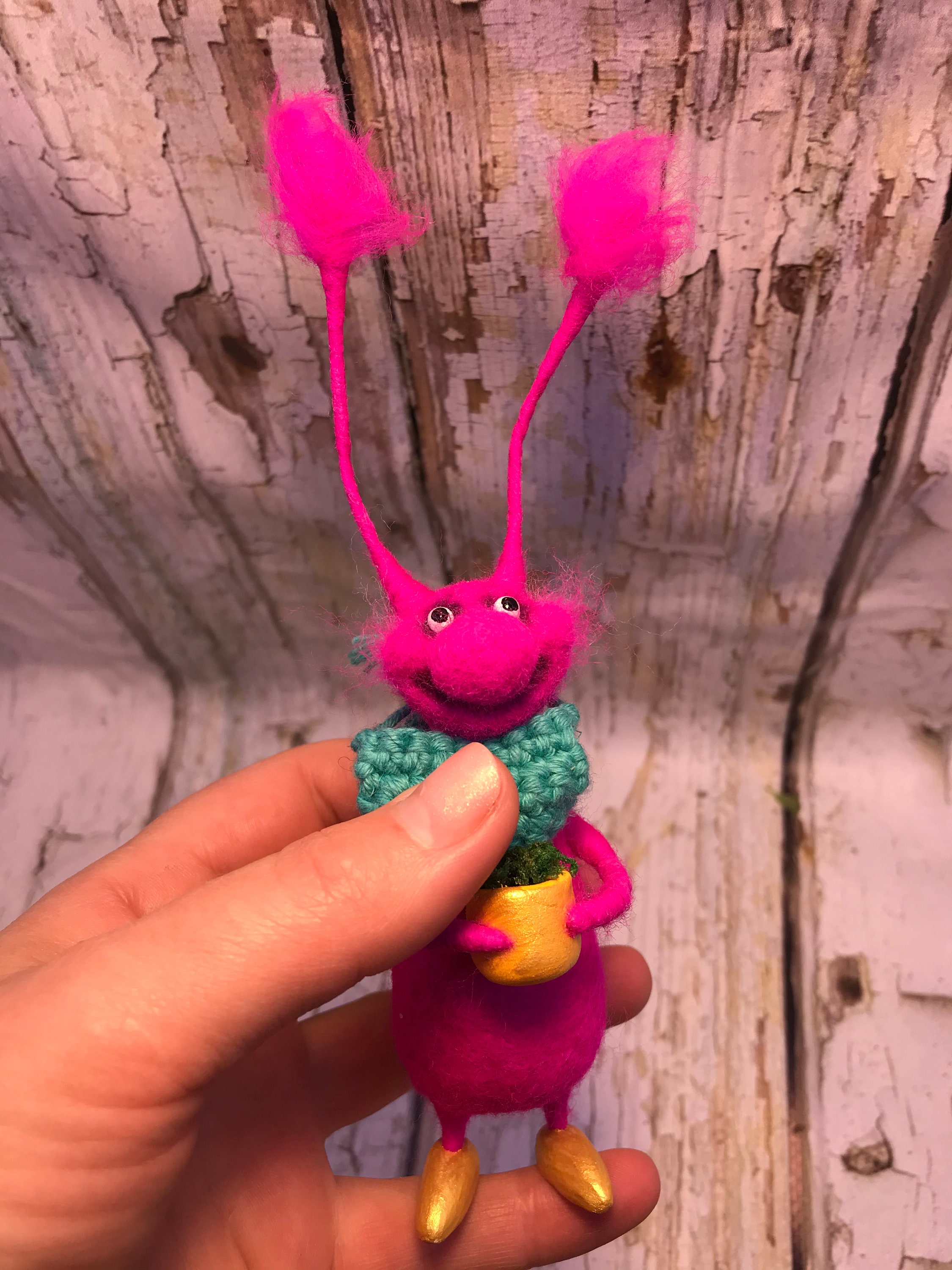 Cockroach Pink Woolen Toy Gift Interior Toy Handmade - Etsy