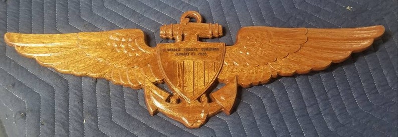 Naval Aviator Wooden Wings, CNC Carved, 3D Wood Carving, Promotion ...