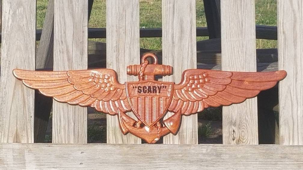Naval Aviator Wooden Wings, CNC Carved, 3D Wood Carving, Promotion ...