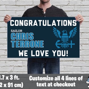 Custom U.S. NAVY BANNER Vinyl Welcome Home or | Etsy