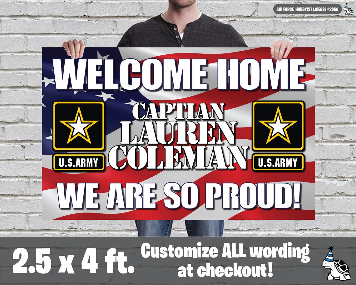 Custom Flag U.S. ARMY BANNER Vinyl Welcome Home or - Etsy