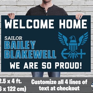 Custom U.S. NAVY BANNER Vinyl Welcome Home or | Etsy