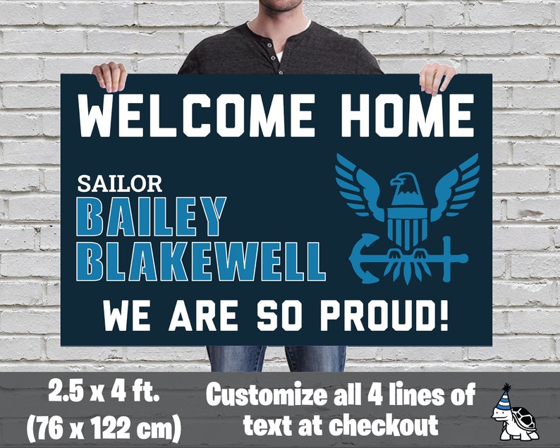 Custom U.S. NAVY BANNER Vinyl Welcome Home or | Etsy