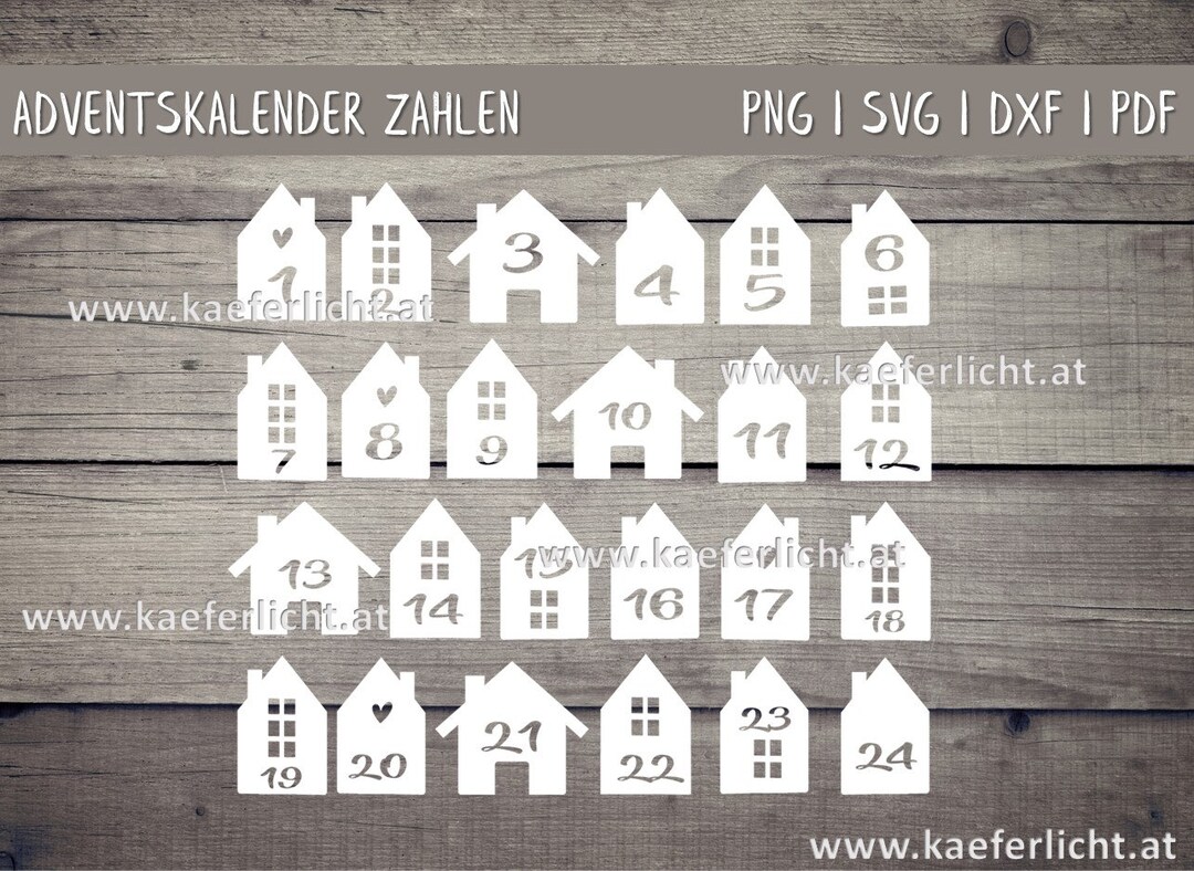 Adventskalender Zahlen Plotterdateien SVG DXF PNG Cricut Brother Canvas Silhouette Pdf Plotten ...