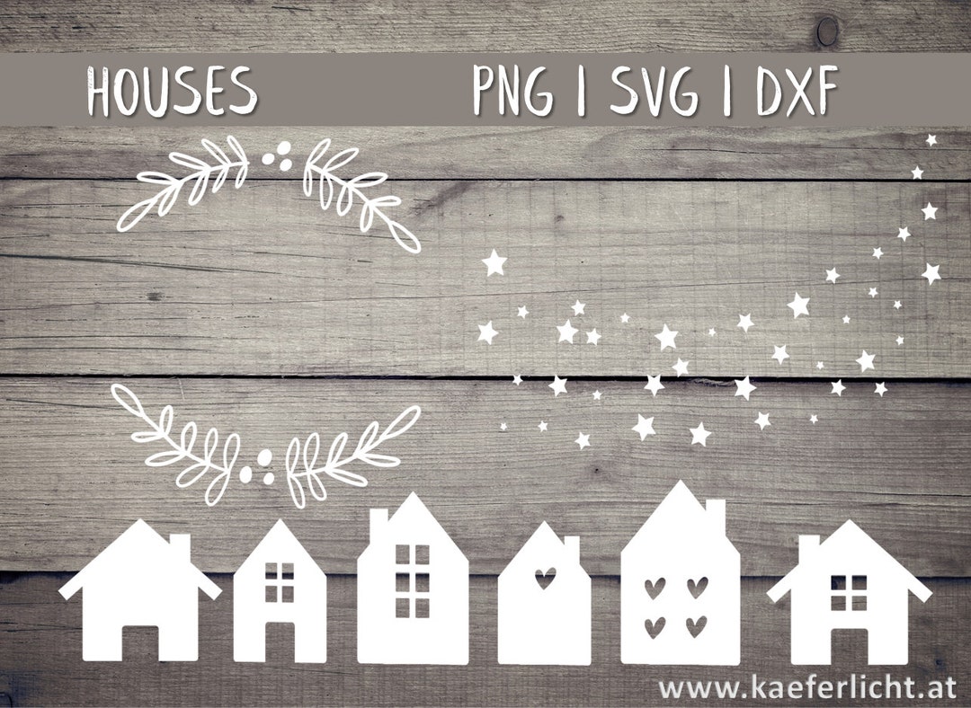 Kersthuisjes plotter bestanden SVG DXF PNG krans Cricut Brother Canvas ...