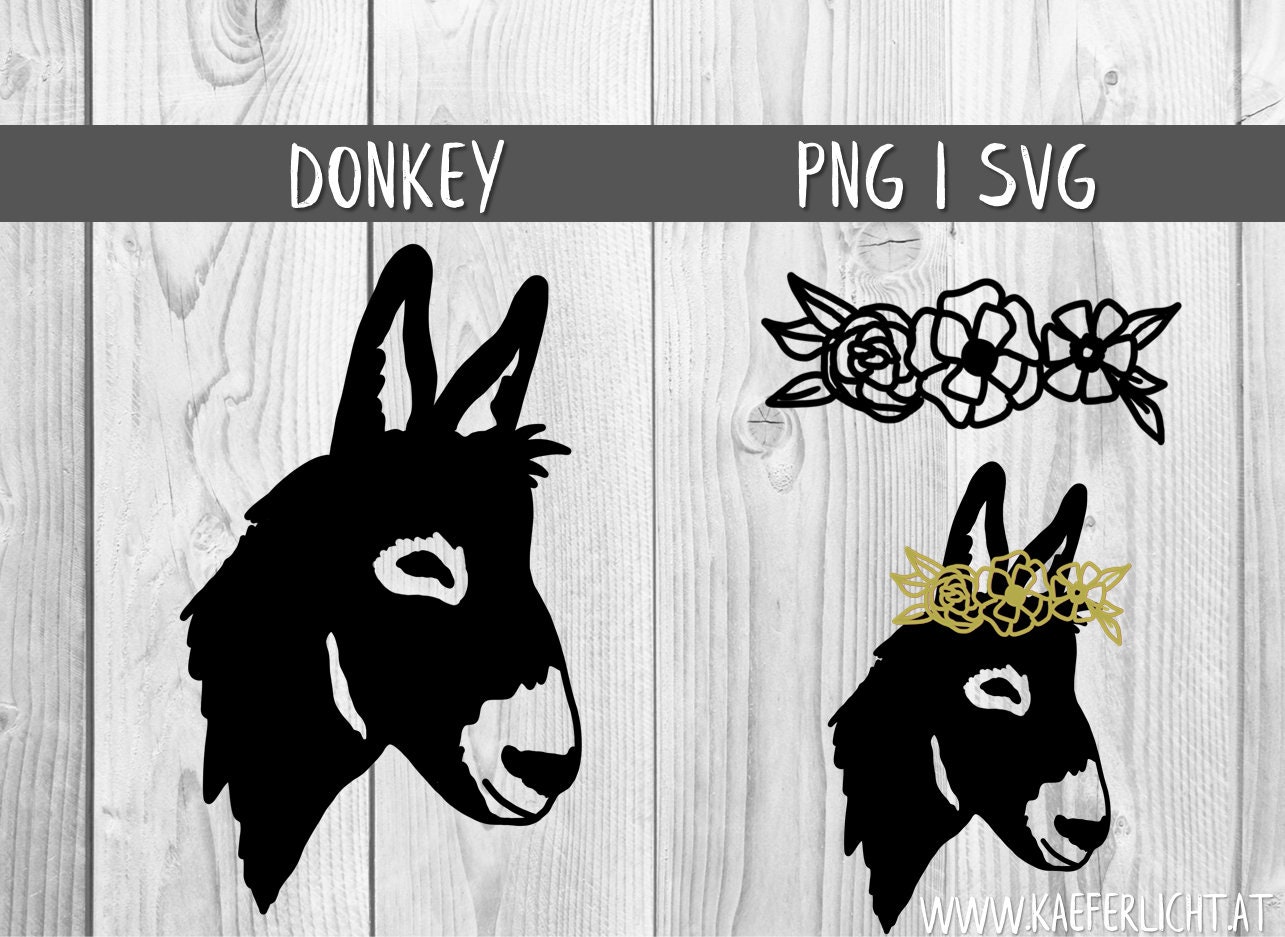 Donkey Love Donkey Flowers SVG PNG Flower Wreath Vector Cricut - Etsy