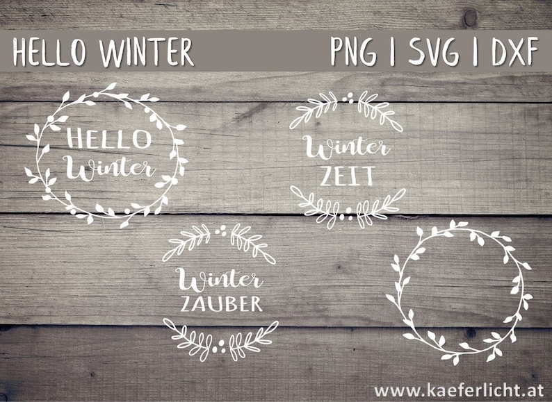 Hello Winter Winter Time Plotterdateien SVG DXF PNG Kranz Cricut Brother Download Plotten Bundle ...