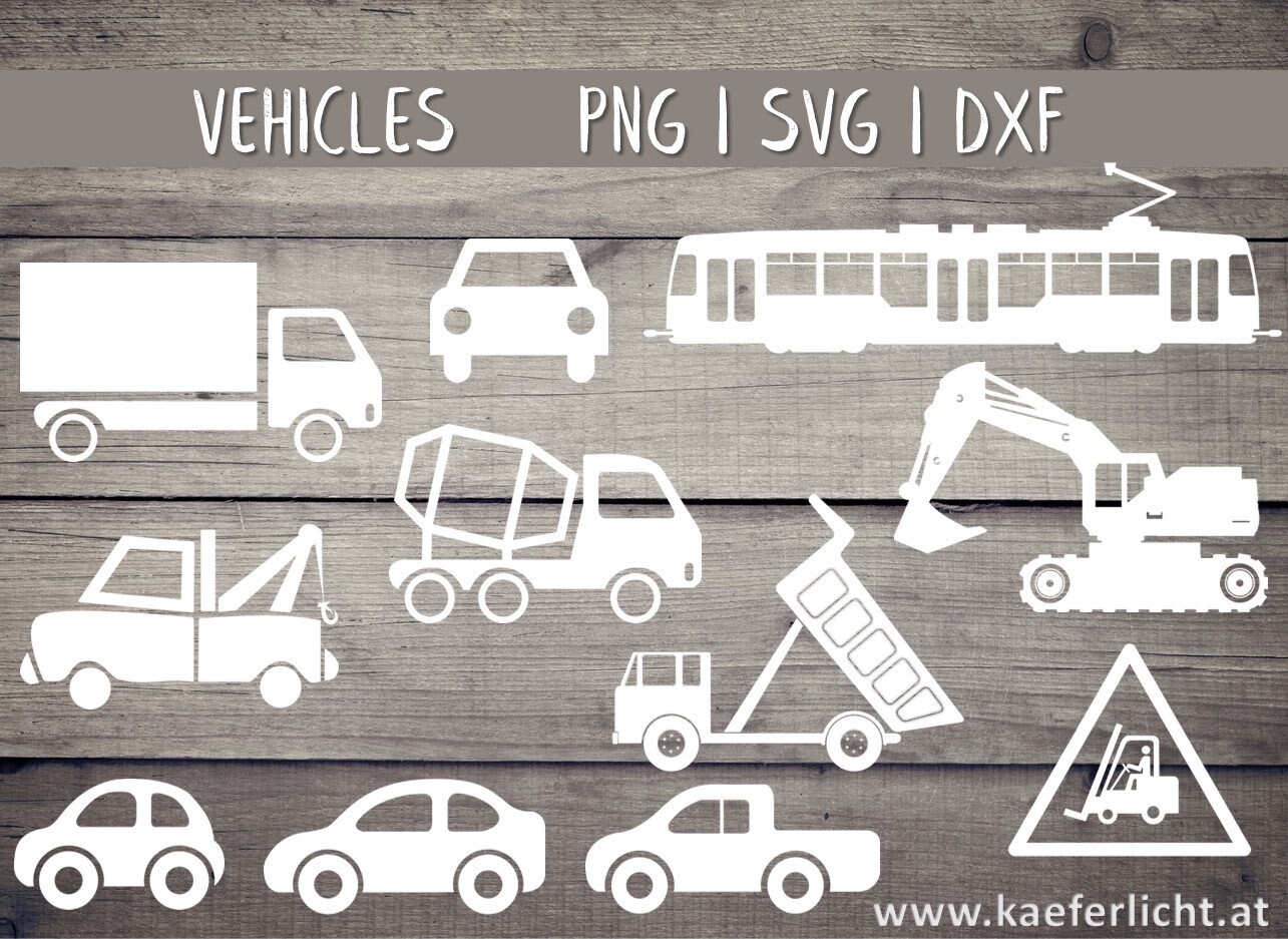 Plotterdatei Fahrzeuge Bagger Auto SVG DXF PNG Lastwagen | Etsy
