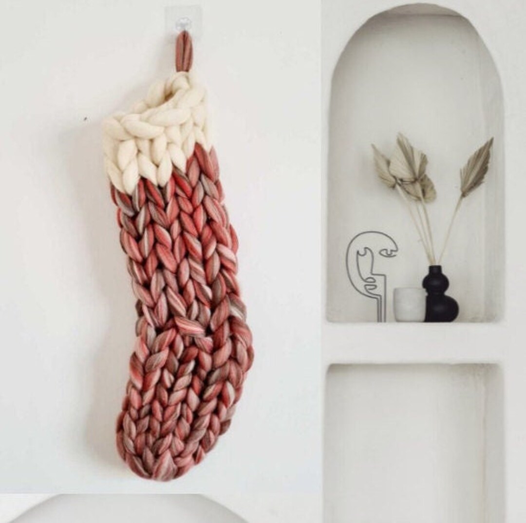 Chunky Knit Christmas Stocking , Nordic Style Stocking , Fireplace Knit ...