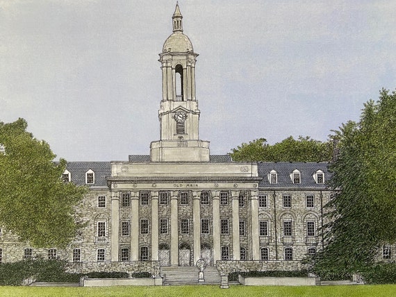 Penn State University Old Main Campus Landmark Poster