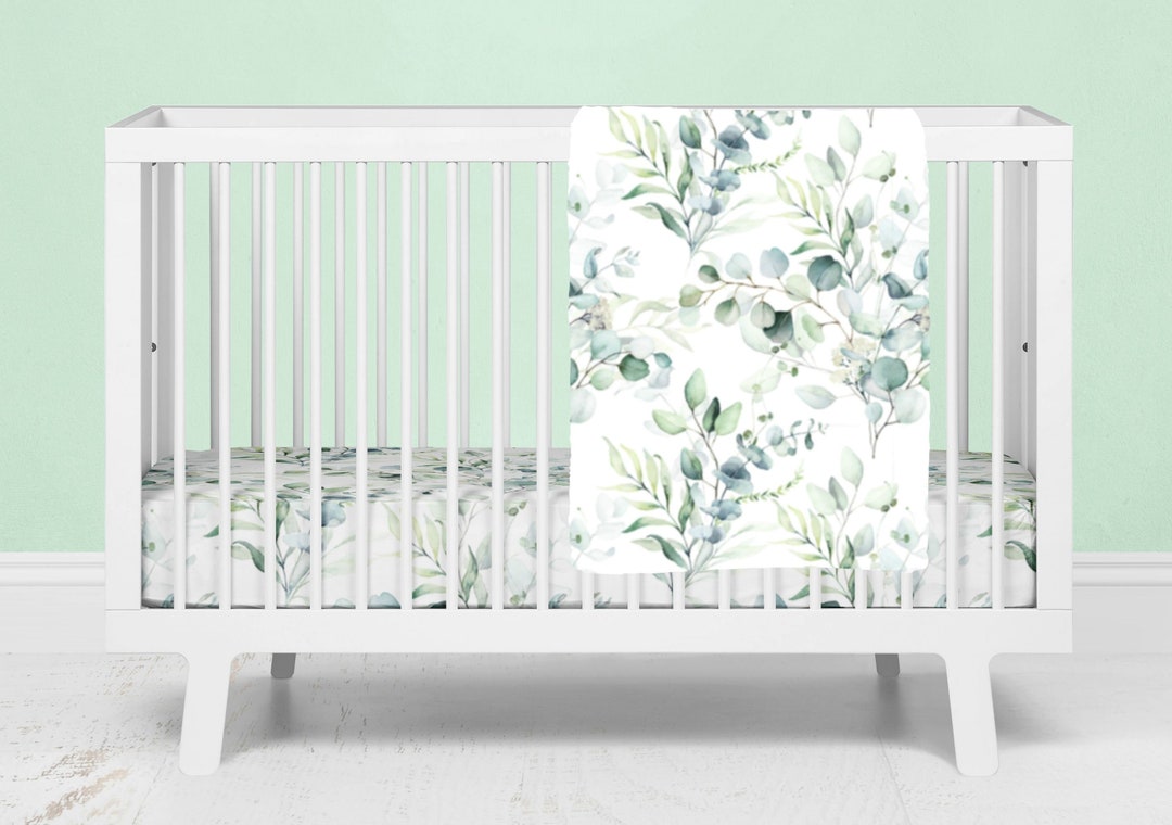 Greenery Crib Bedding Set ~ Eucalyptus Baby Bedding Set ~ Neutral ...