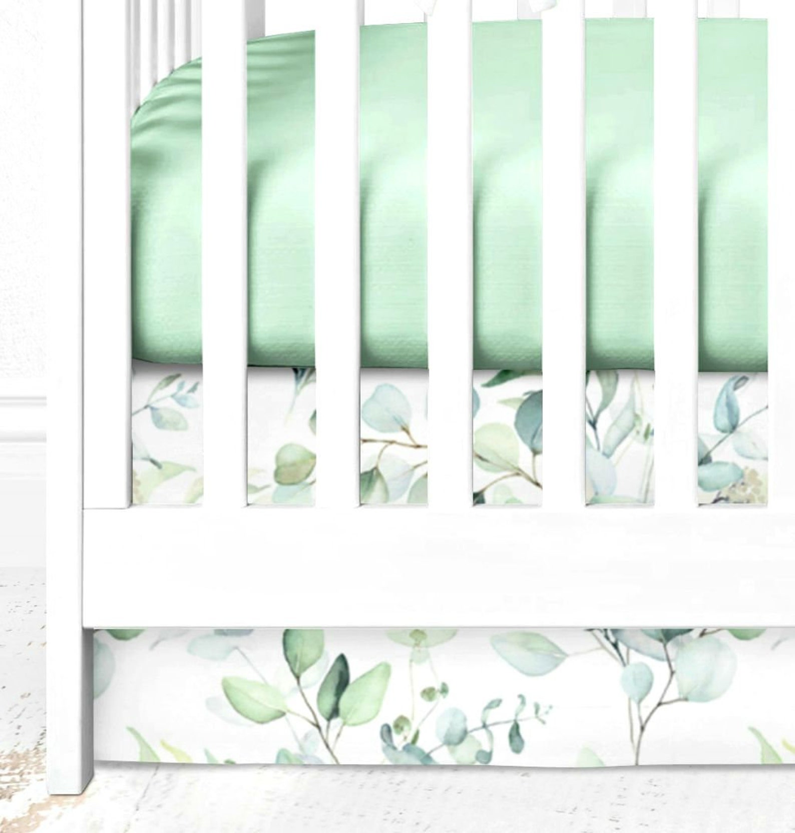 Greenery Crib Bedding Set ~ Eucalyptus Baby Bedding Set ~ Neutral ...