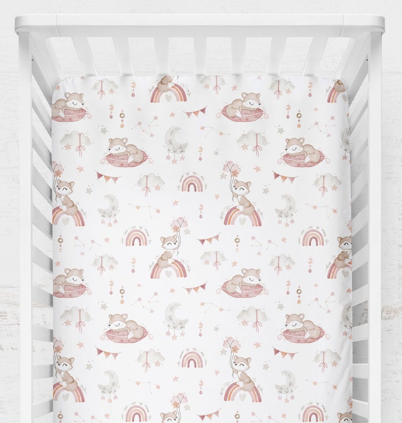 Boho Baby Girl Crib Bedding Set Fox Crib Bedding Boho Crib - Etsy