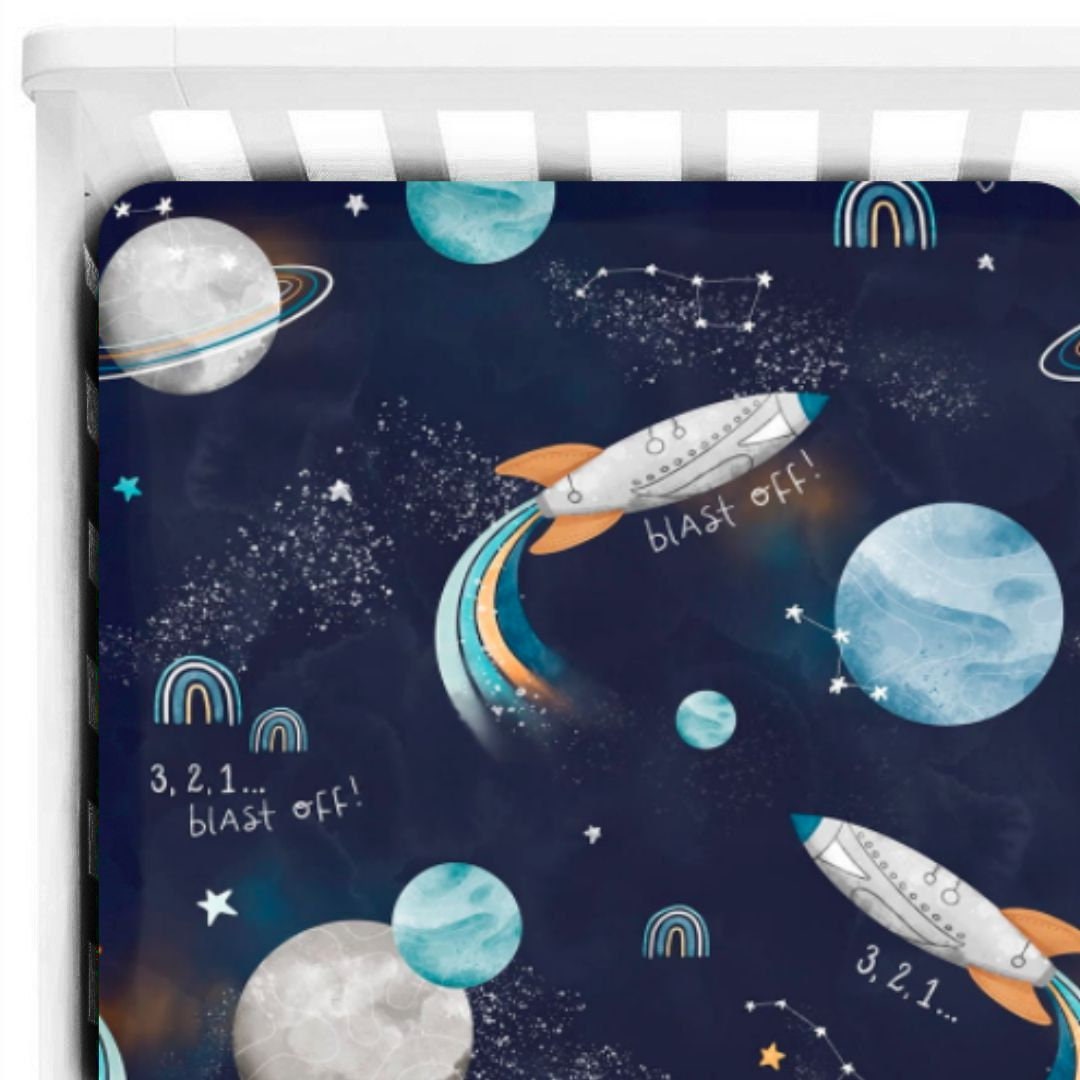 Space Crib Sheets Boy, Galaxy Bedding Boy, Mini Crib Sheets, Cot Sheets ...