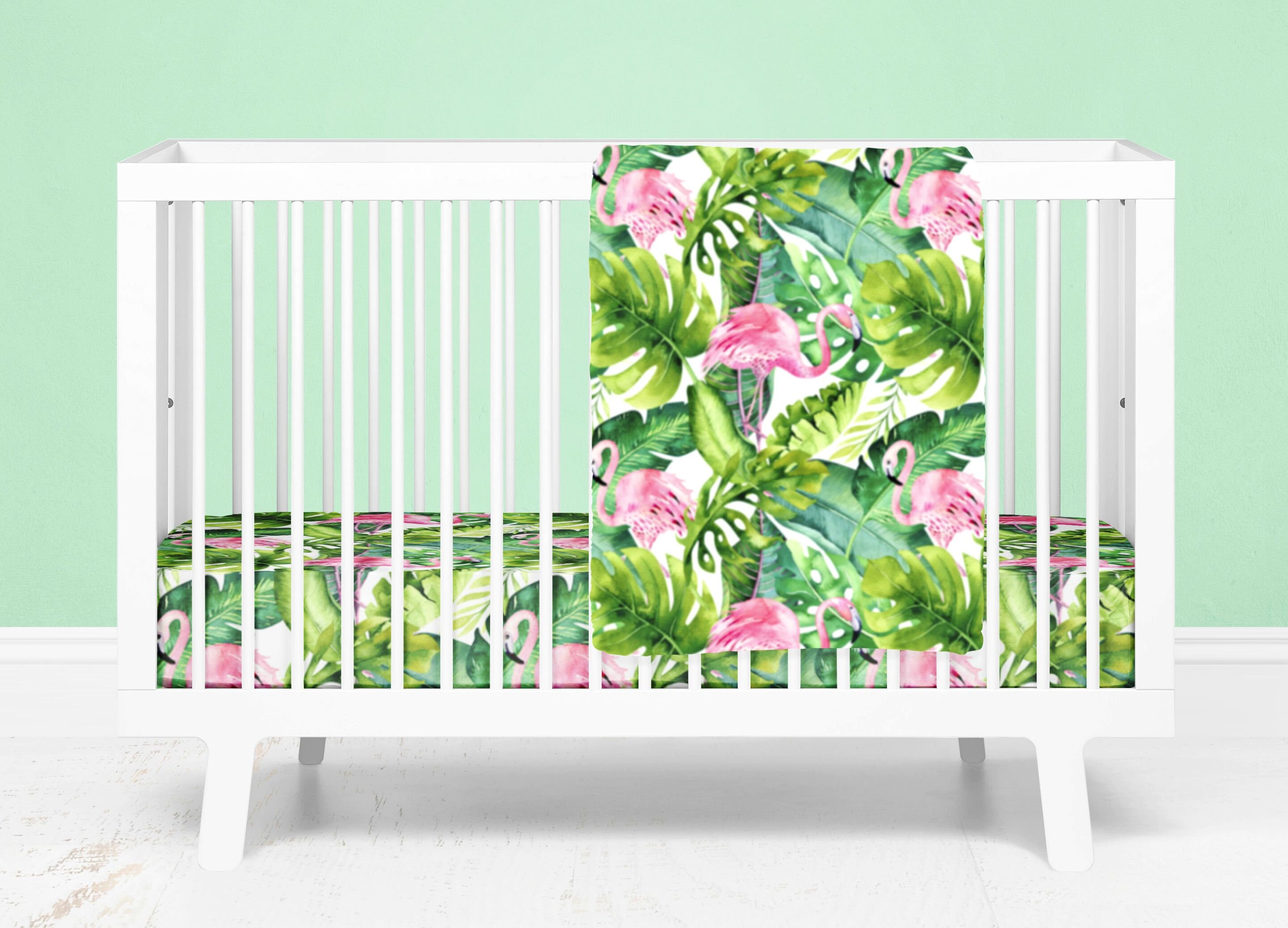 Flamingo crib bedding set Flamingo nursery bedding set | Etsy