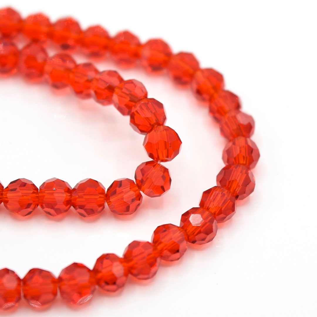 Faceted Round Glass Beads Pick Size for Jewellery Making - Light Siam ...